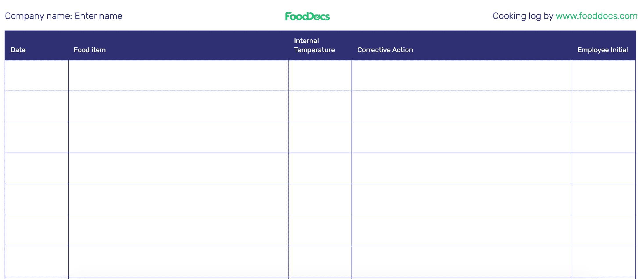 Cooking Log | Download Free Template