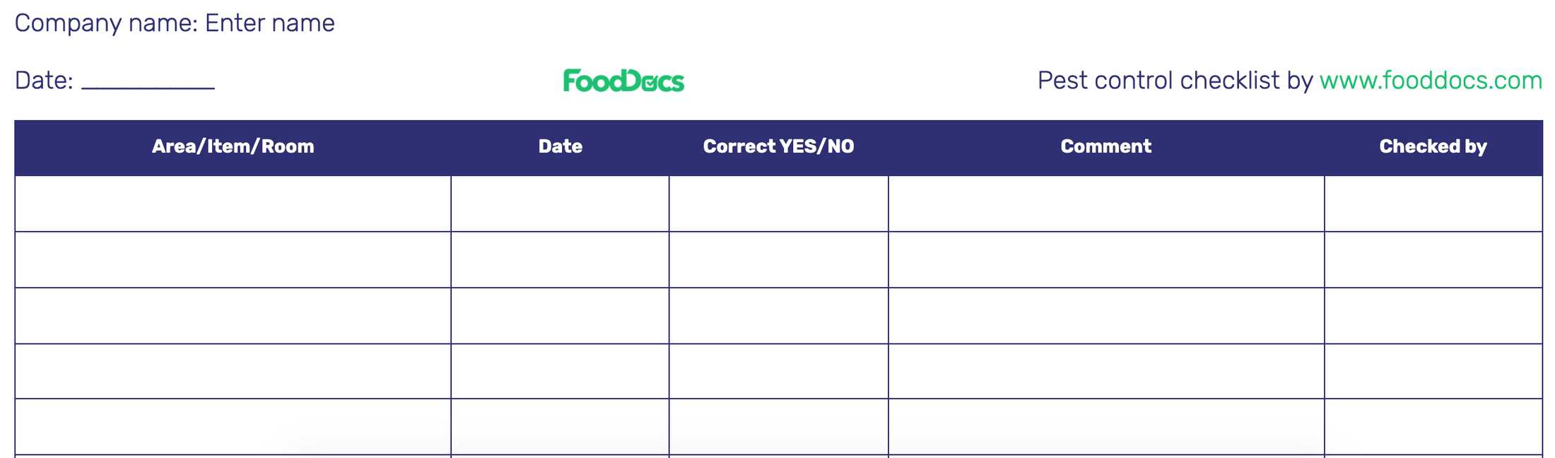 Pest Control Checklist | Download Free Template