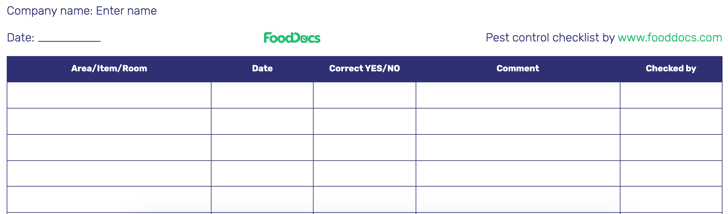 Pest Control Checklist | Download Free Template
